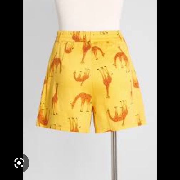 Modcloth | Shorts | Canary Yellow Short Shorts With Bright Giraffe ...